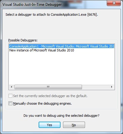 How to debug a process as soon as it starts with WinDbg or Visual Studio 2010 | BugSlasher